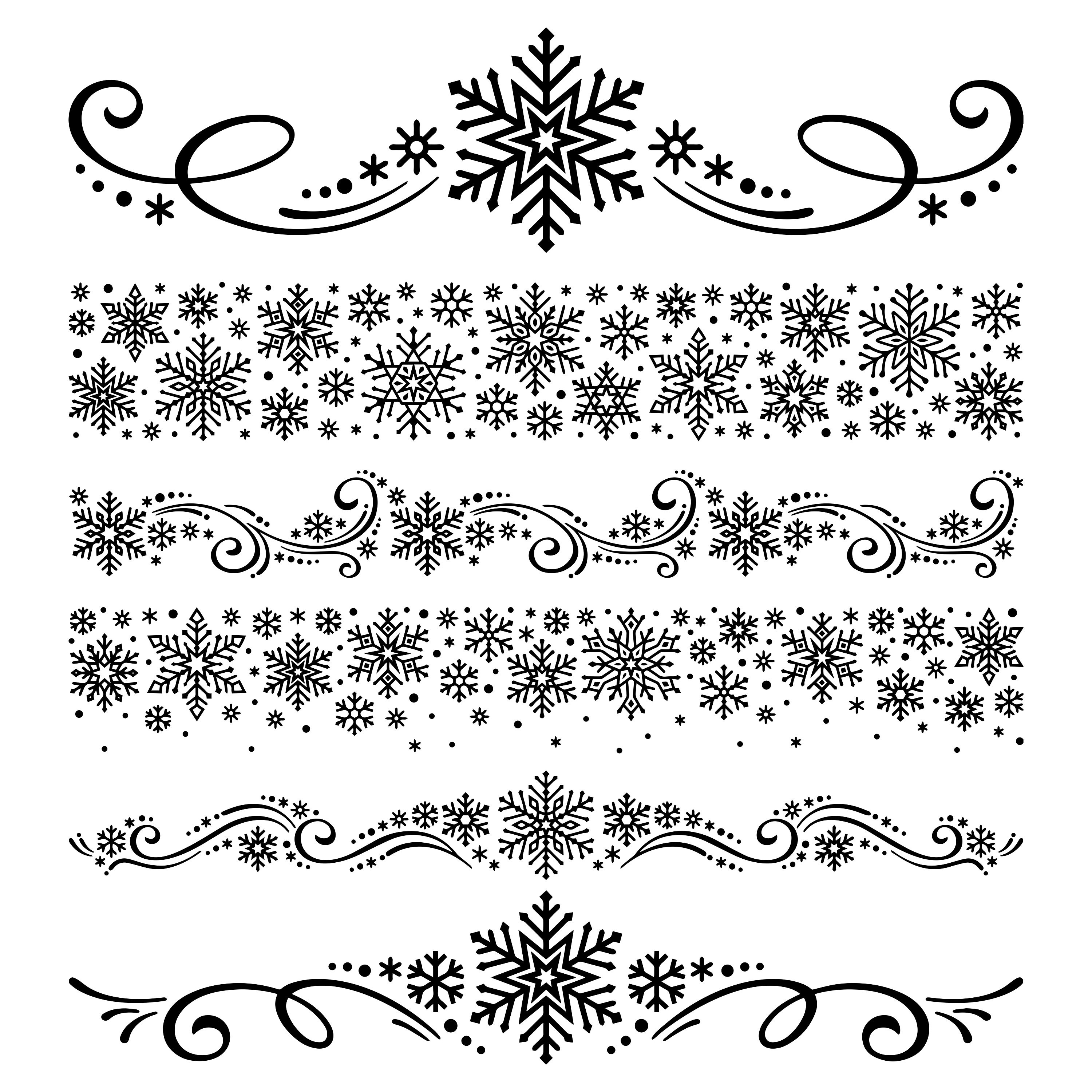 Snowflake Border Svg Christmas Card Decorative Elements Etsy