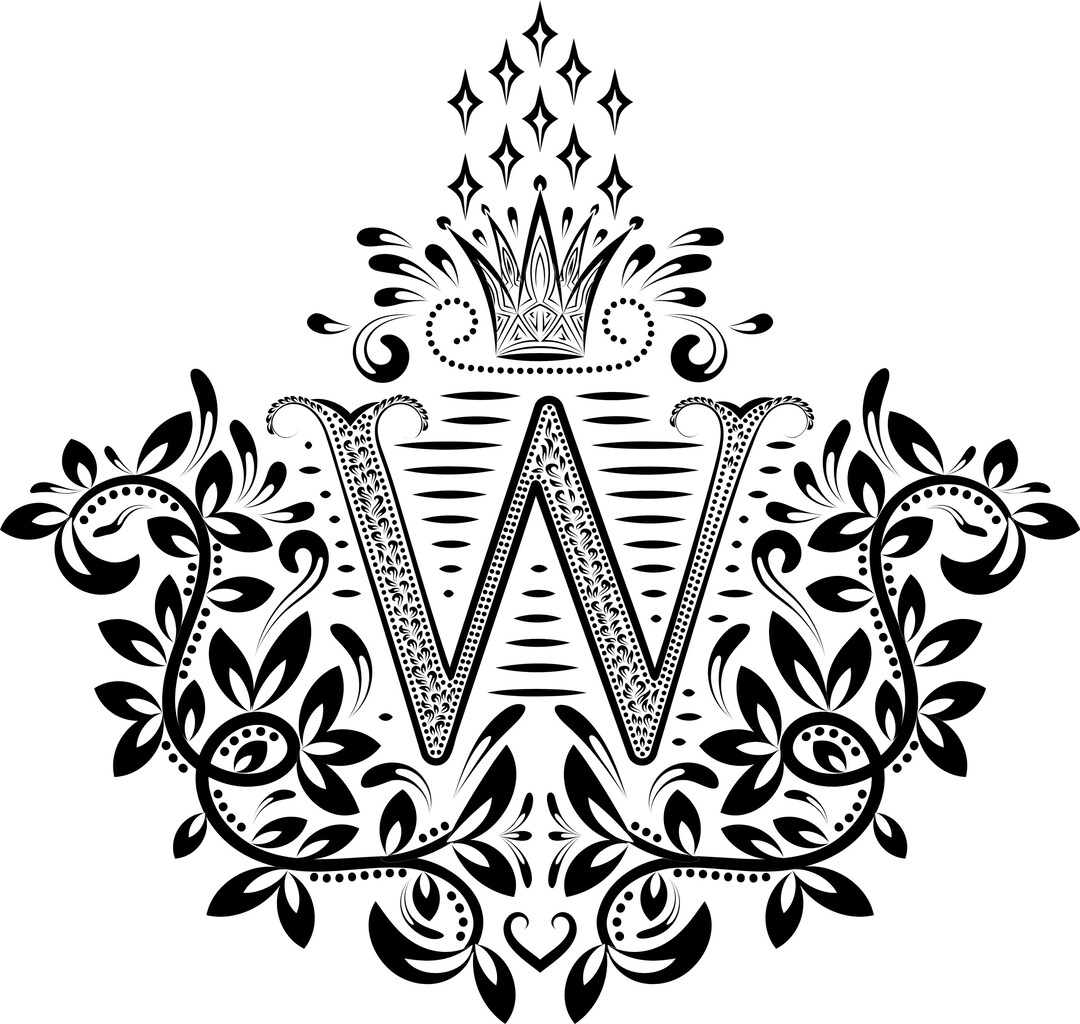 Monogram Ornament SVG Letter W, Logo Font for Engraving, Alphabet for ...
