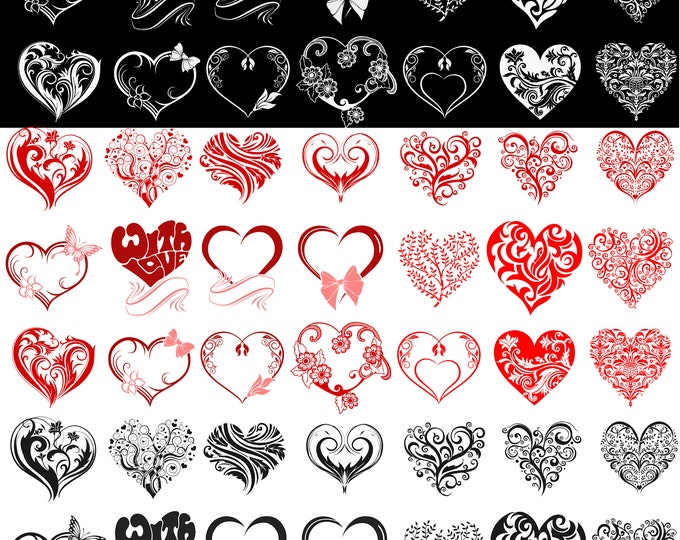 21x3 Heart Svg Bundle, Beautiful Design Heart Svg Eps Gift, Valentines ...