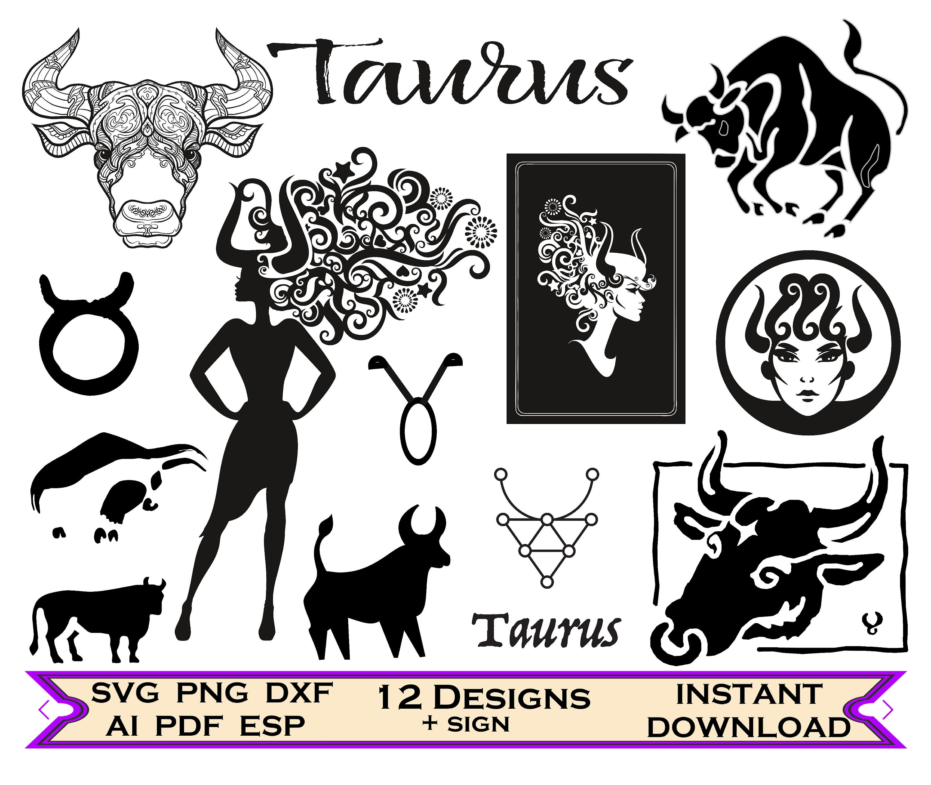 Taurus Dierenriem Svg Dxf Eps Pdf Horoscoop Bundel - Etsy Nederland