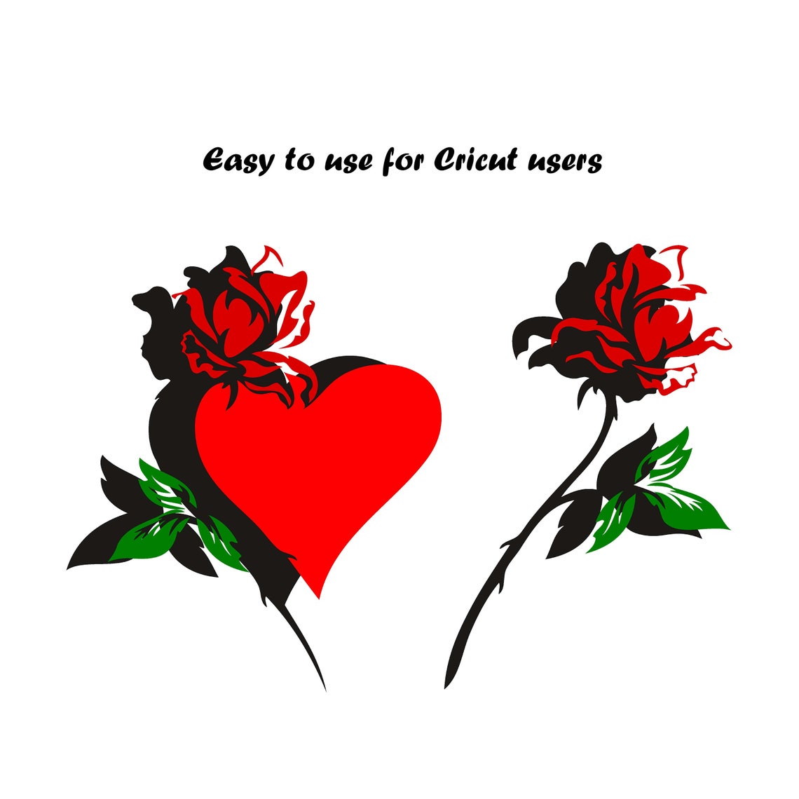 Rose and Heart Svg Valentine Heart Svg Bundle Printable | Etsy