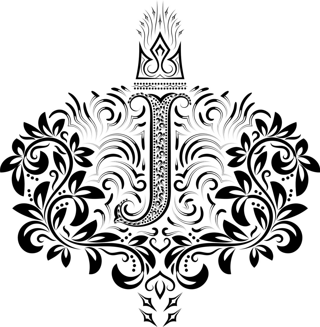 Monogram Ornament SVG Letter J, Logo Font for Engraving, Alphabet for ...