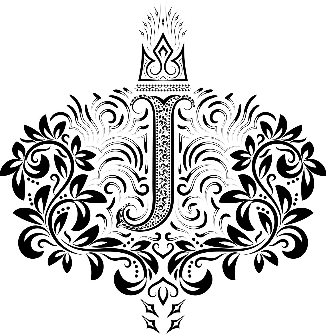 Monogram Ornament SVG Letter J Logo Font for Engraving - Etsy