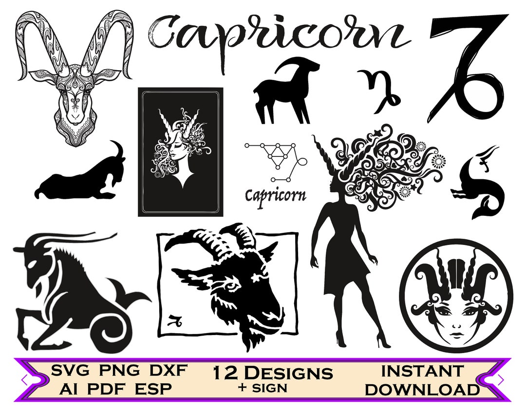 Capricorn Zodiac Svg, Horoscope Bundle Zodiac Signs, Instant Download ...