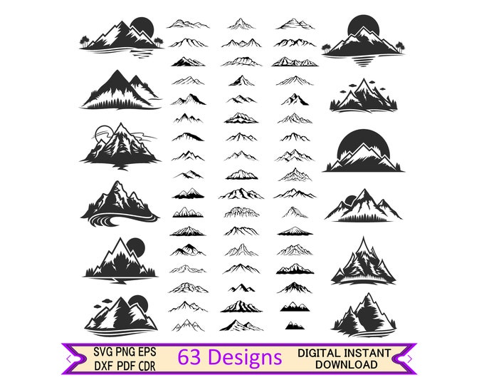 Mountain Svg Bundle Files Svg Png Eps Dxf Mountain Cricut Mountain Wall ...