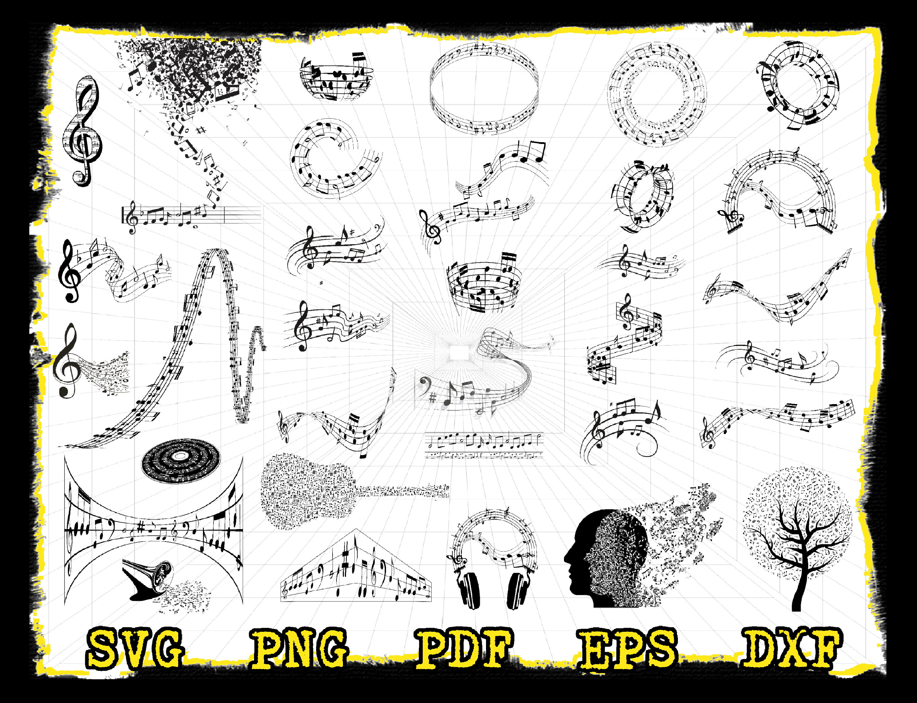 Music SVG Cutting Files Musical Cricut Notes Symbols Treble | Etsy
