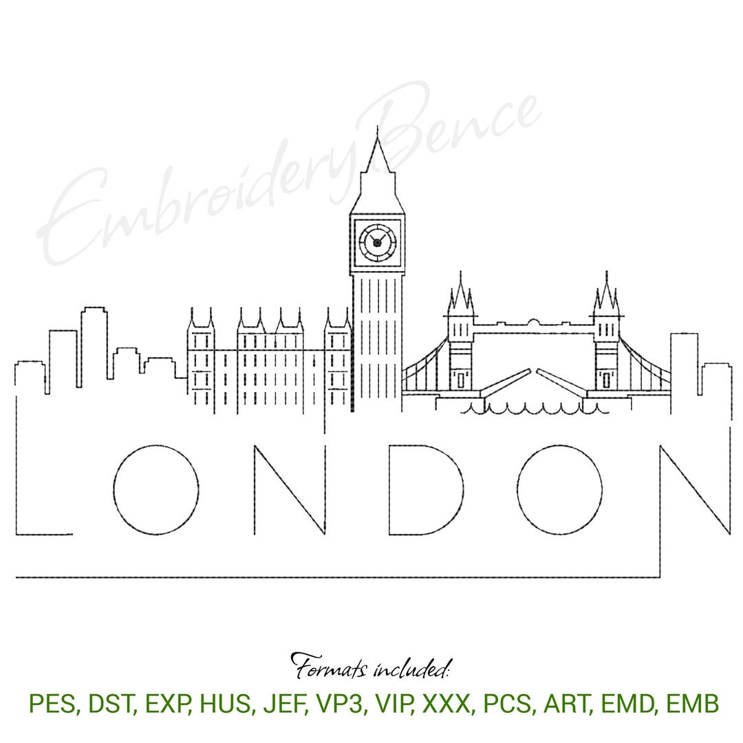London Skyline Embroidery Machine Designs Pes Pattern Instant Digital ...