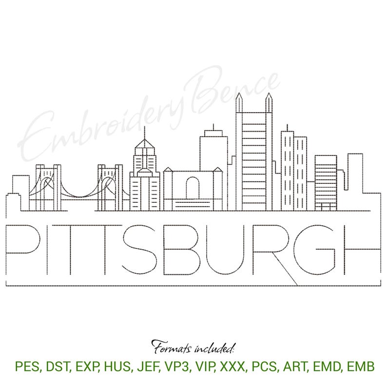 Pittsburgh Skyline Embroidery Design for Machine Pes File - Etsy