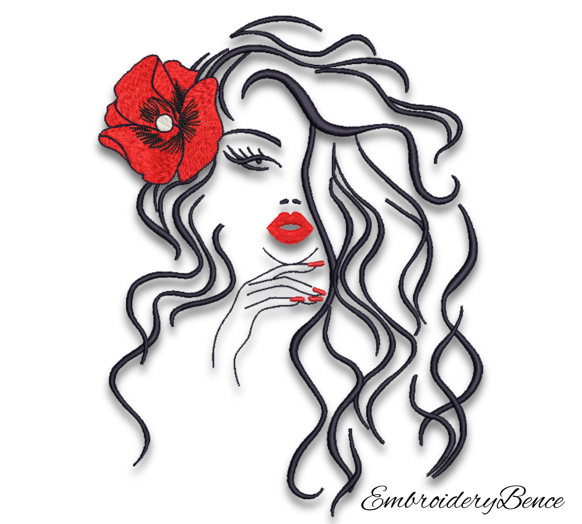 Fashion Embroidery Design Pes Girl Machine Hair Cosmetics Pattern - Etsy