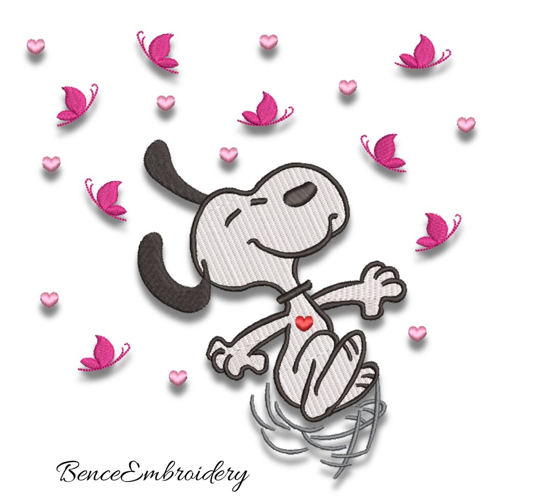 Peanuts Dog Embroidery Machine Designs Butterfly Spring Pes Pattern - Etsy