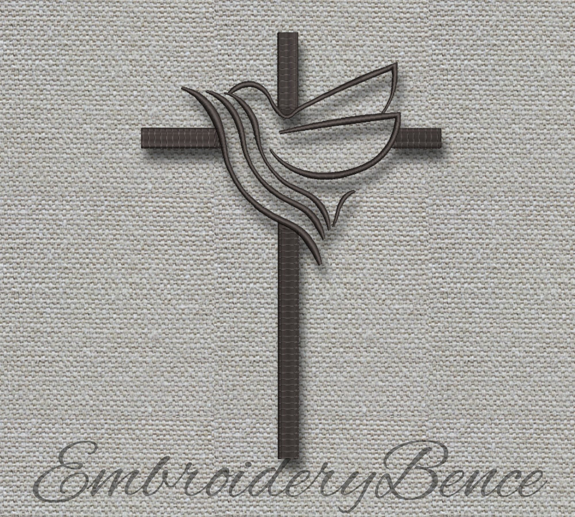 Machine Embroidery Design Dove Cross Church Pes Digital File - Etsy