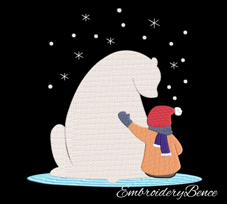 Polar Bear Embroidery Design Christmas Pattern Pes - Etsy