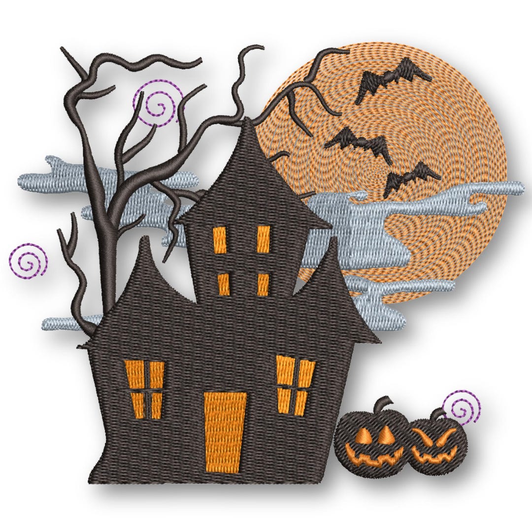Halloween Haunted House Embroidery Machine Designs Pumpkins Pes Instant ...