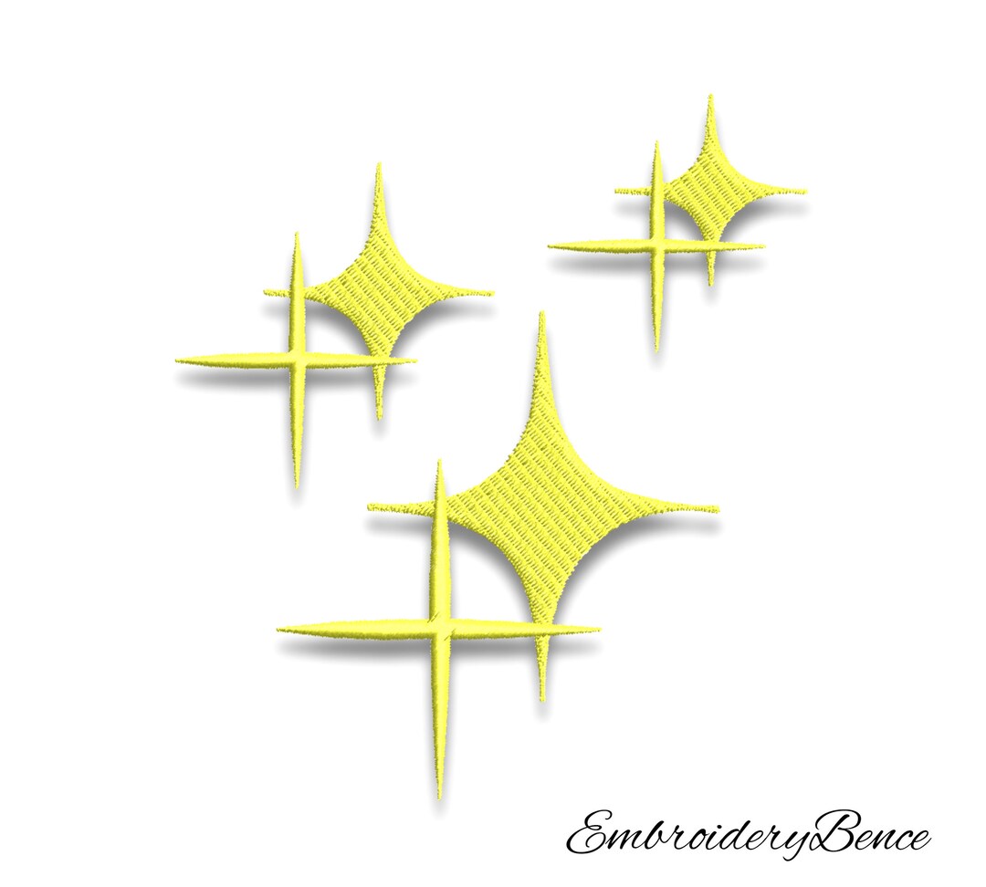 Embroidery Machine Design Shiny Sparks Silhouettes Stars Pes Instant ...