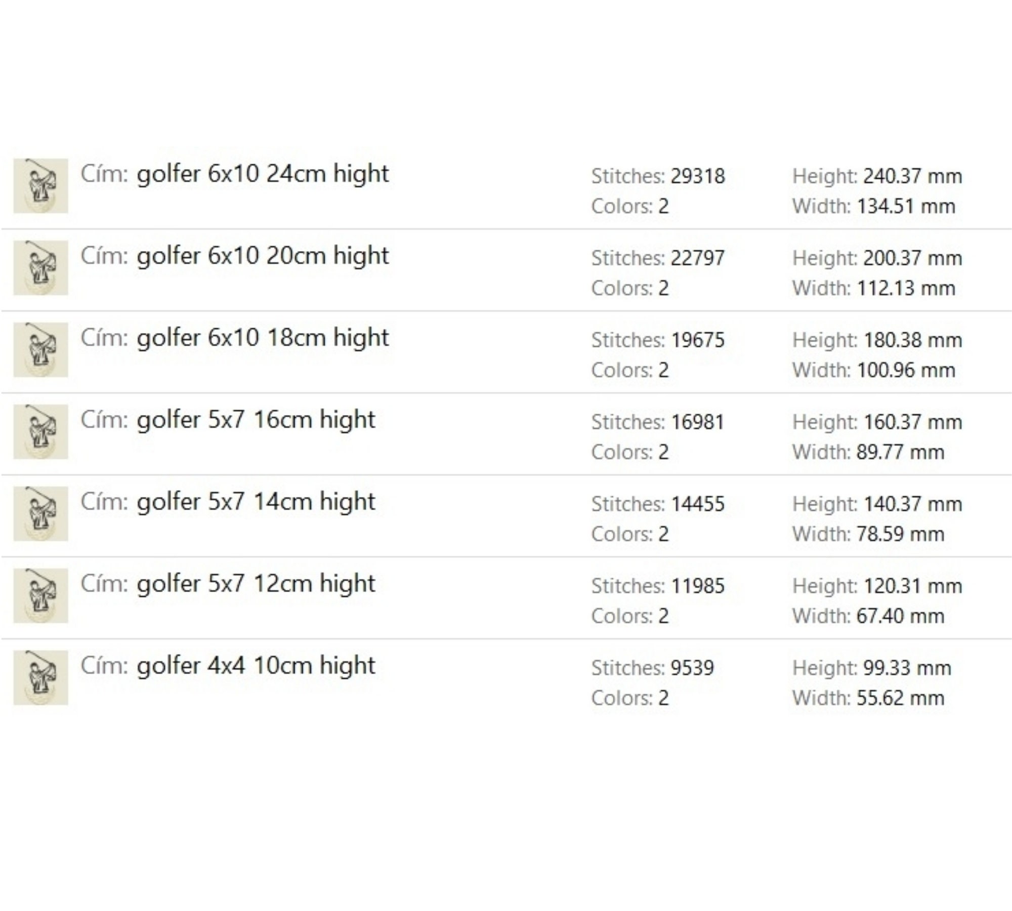 Golfer Embroidery Design Pes Machine Pattern | Etsy