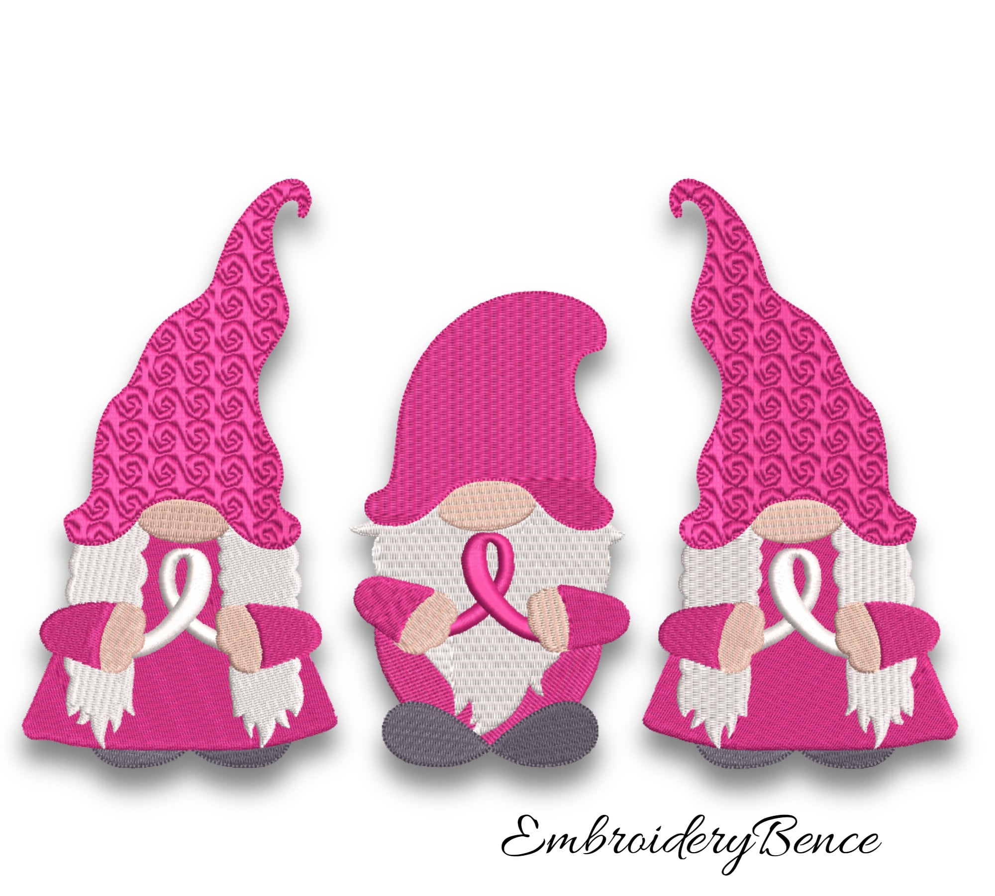 Breast Cancer Gnomes Embroidery Machine Designs Pes Instant Digital ...