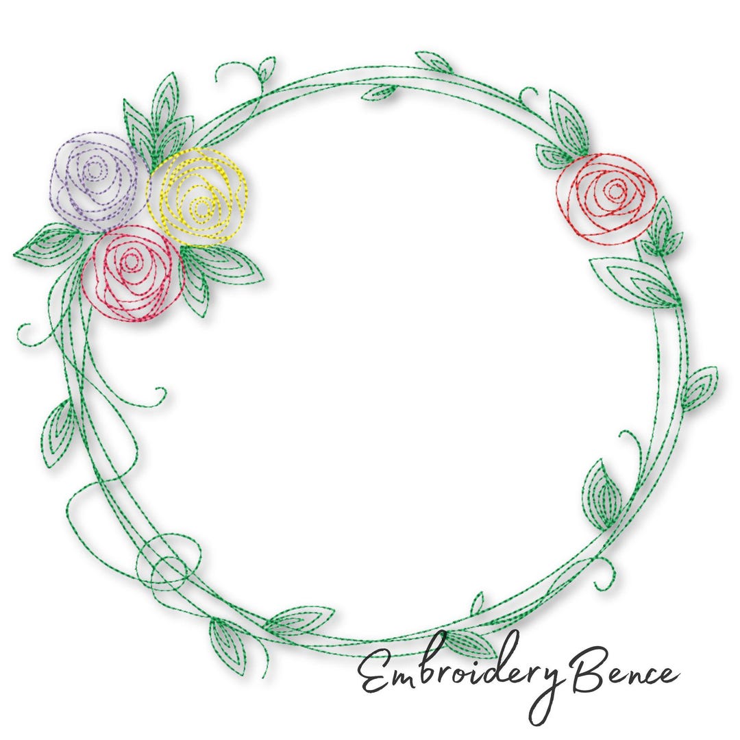 Rose Monogram Frame Embroidery Design (digital Download) - Etsy