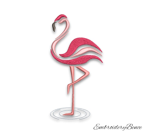 Flamingo embroidery machine design tropical pes instant | Etsy