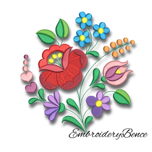 Hungarian Folk Machine Embroidery Designs With Flowers and - Etsy