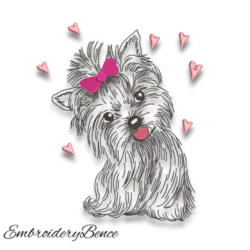 Yorkshire Terrier Machine Embroidery Design Female Yorkie - Etsy