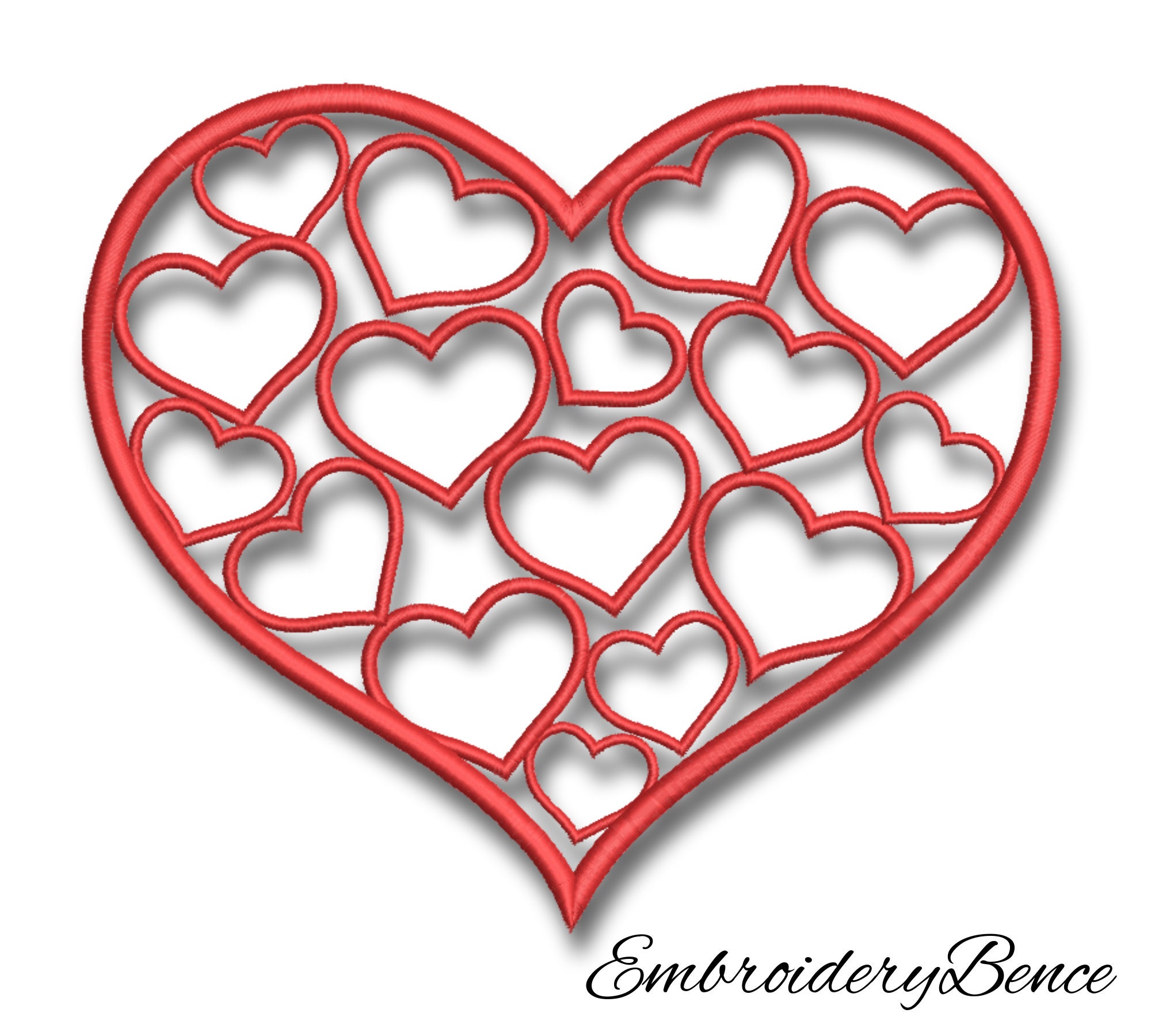 Hearts inside heart embroidery design pes machine pattern love | Etsy