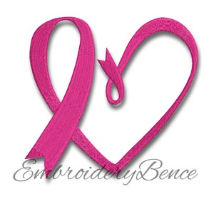 Breast Cancer Ribbon Embroidery Machine Design Heart Pes Hoop File - Etsy