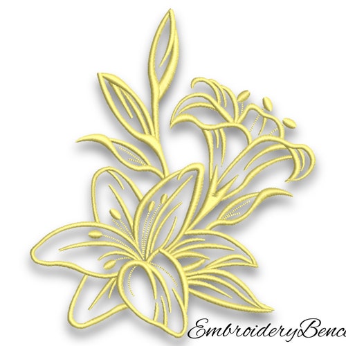 Lily Embroidery Machine Designs Flower Pes Instant Digital - Etsy