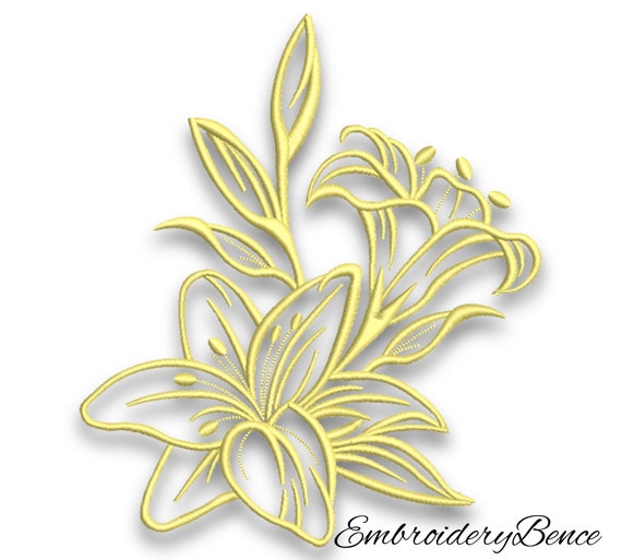 Lily Embroidery Machine Designs Flower Pes Instant Digital - Etsy