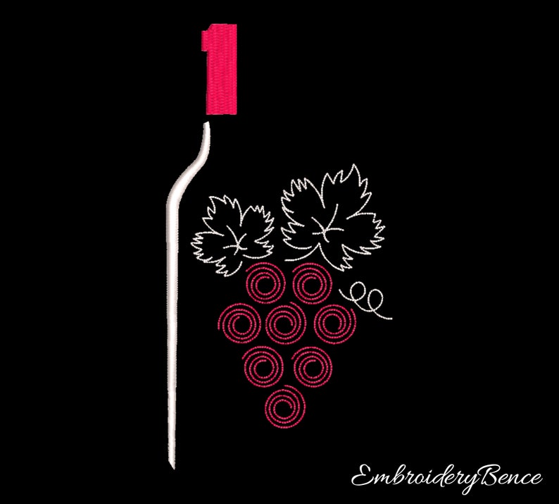 Wine Embroidery Design Kitchen Pes Grape Pattern | Etsy