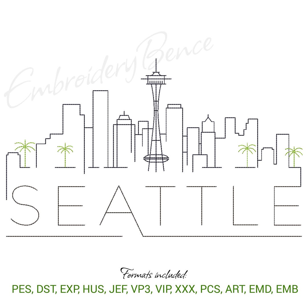 Seattle Skyline Embroidery Machine Designs Pes Pattern Instant Digital ...