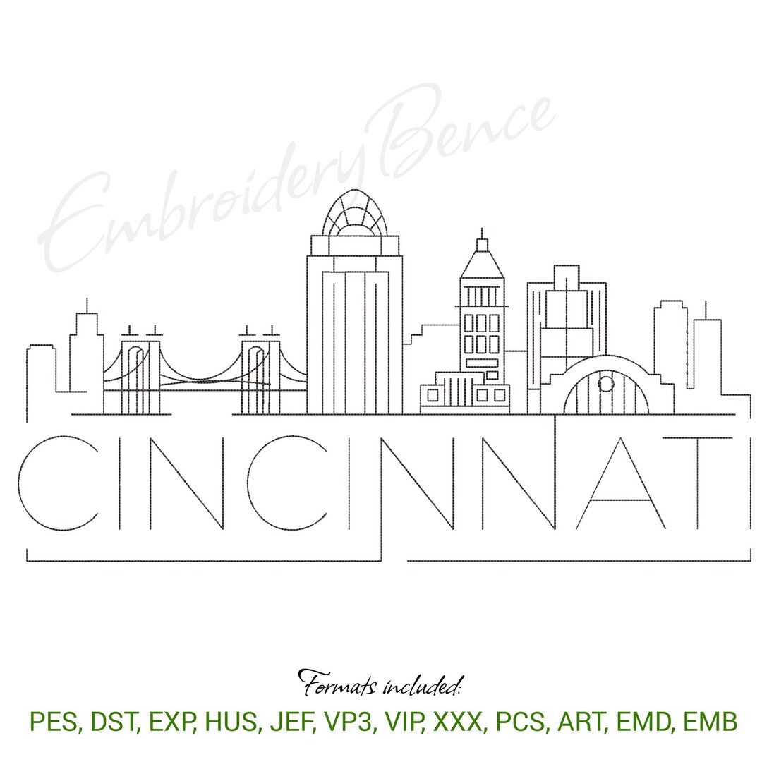 Cincinnati Skyline Embroidery Machine Designs Pes Pattern Instant ...