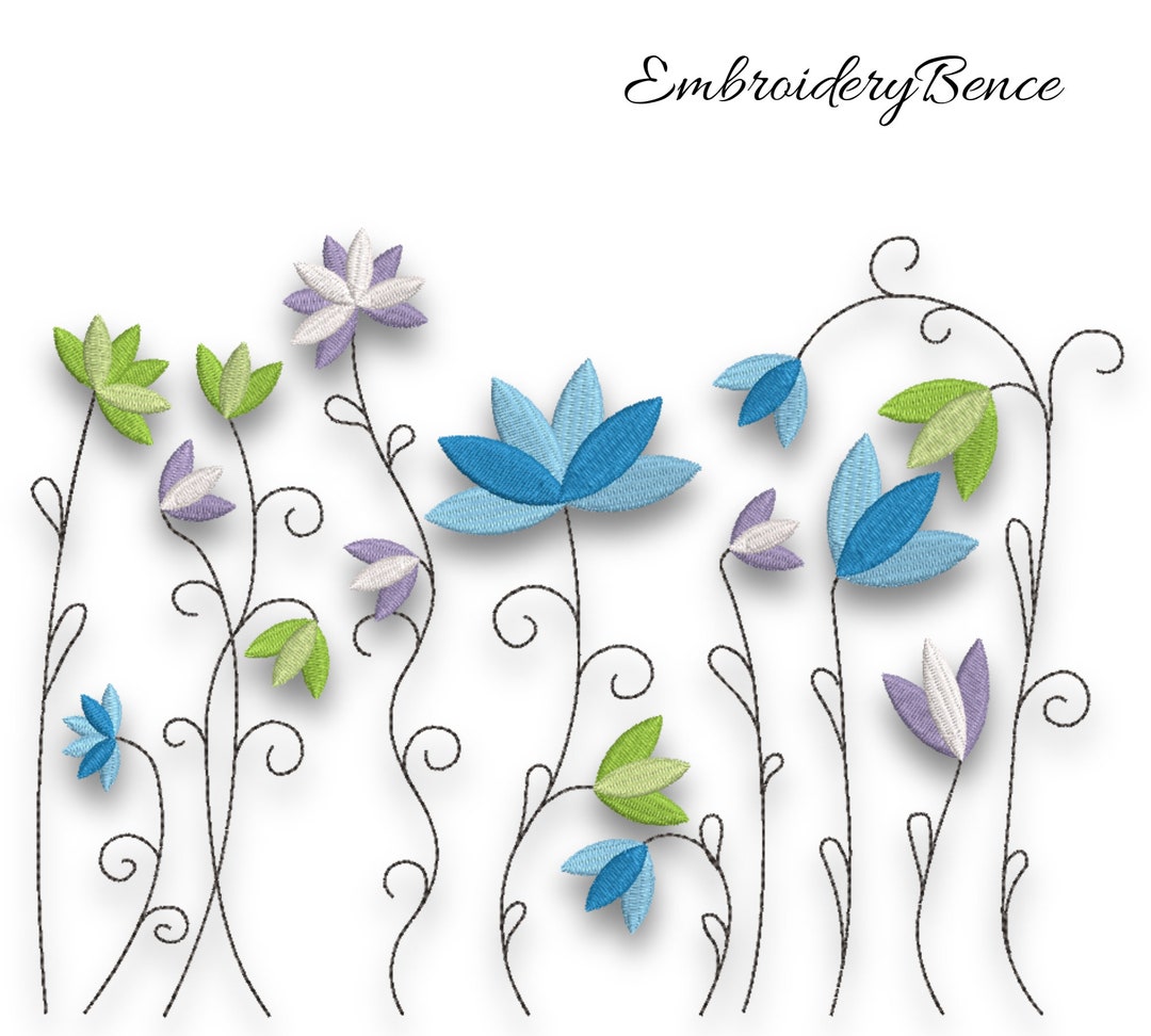 Flowers Embroidery Machine Designs Meadow Field Pes Pattern - Etsy