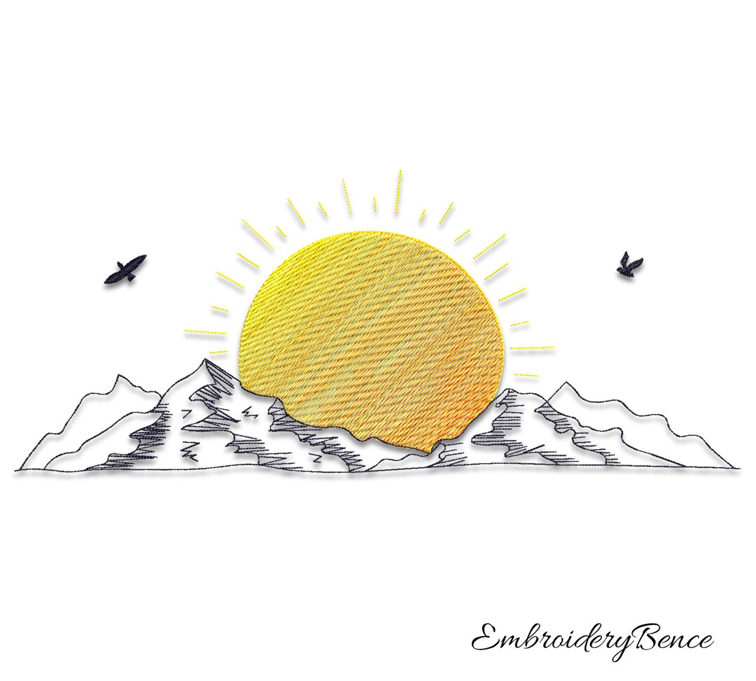 Sunset Embroidery Machine Design Mountains Pes Instant Digital Download ...