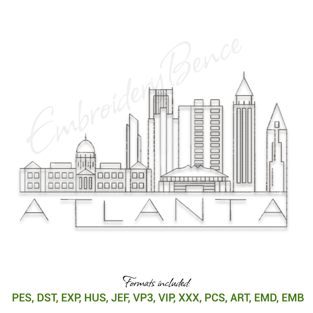 Atlanta Embroidery Design Skyline for Machine Pes File - Etsy