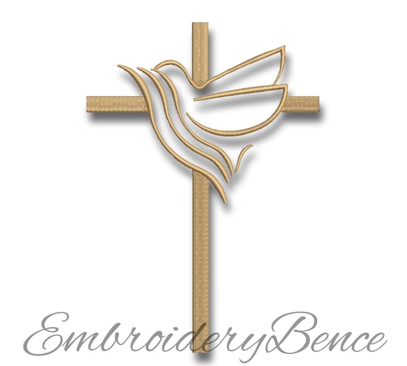 Machine Embroidery Design Dove Cross Church Pes Digital File - Etsy