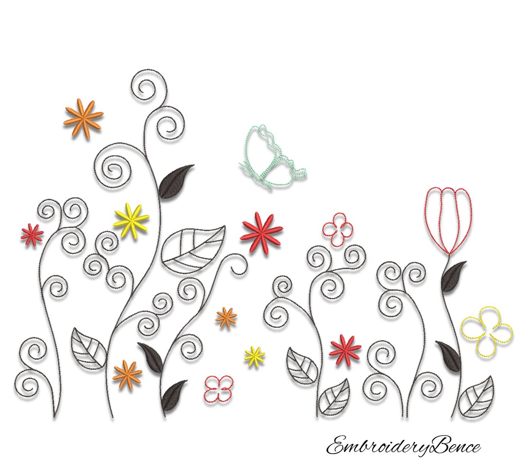 Embroidery Machine Designs Flowers Field Pes Pattern Instant Digital ...