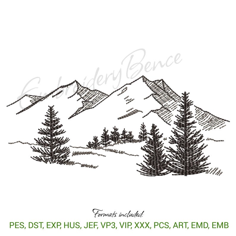 Mountain Landscape Machine Embroidery Design - Etsy