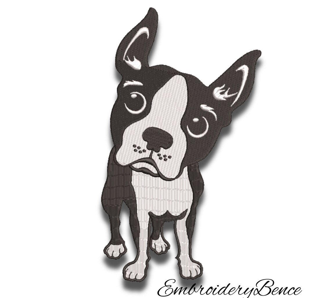 Boston Terrier Embroidery Designs Machine Pes Pattern Dog | Etsy
