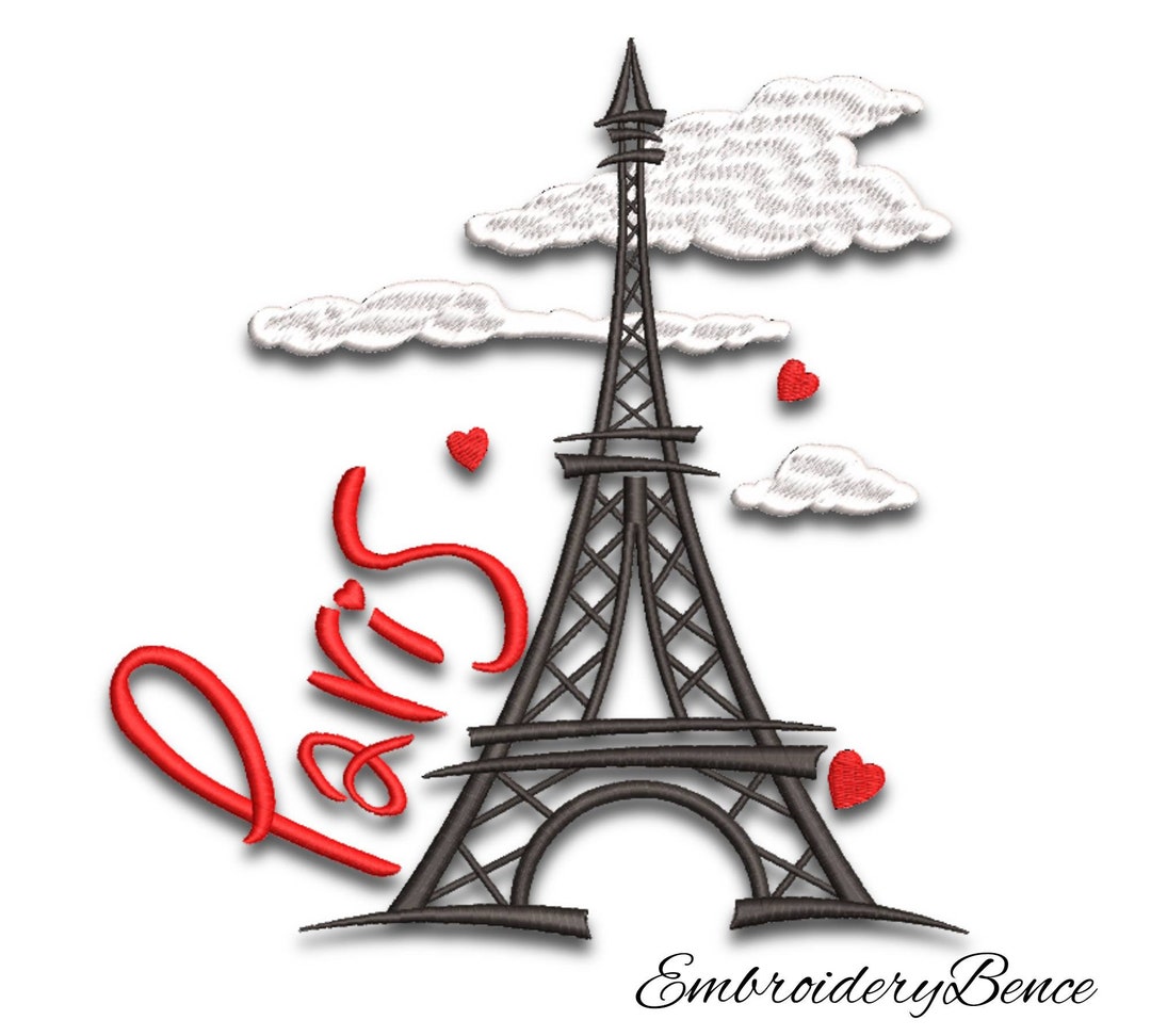 Paris Embroidery Designs Eiffel Tower Pes Machine Pattern Love - Etsy