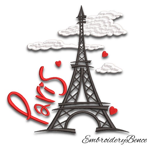 Paris Embroidery Design Eiffel Tower Designs Instant Digital - Etsy