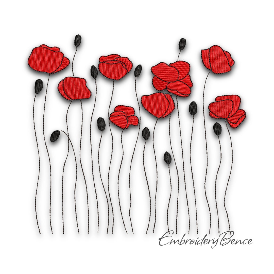Poppy Embroidery Machine Design Flower Spring Pes Pattern Floral ...