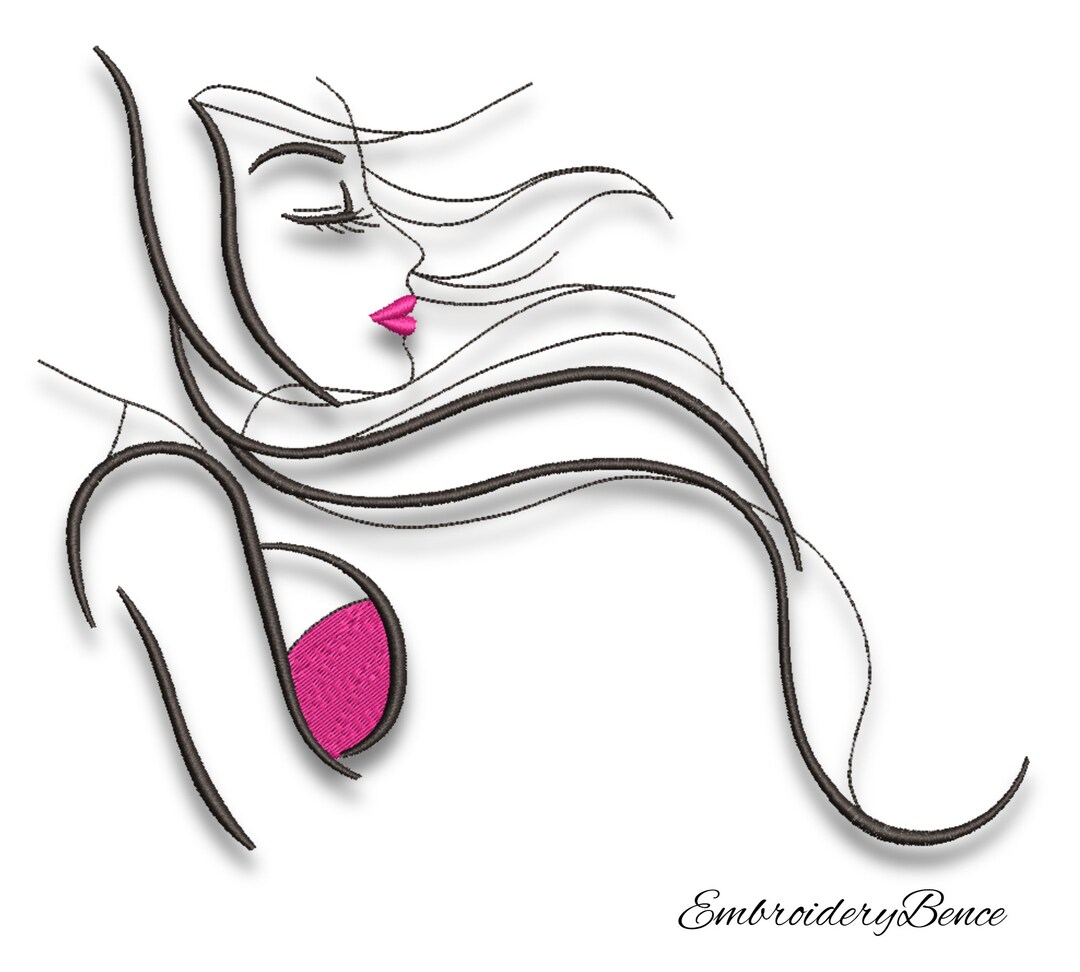 Woman Portrait Embroidery Design, Modern Art Pattern (PES, JEF, DST) - Etsy