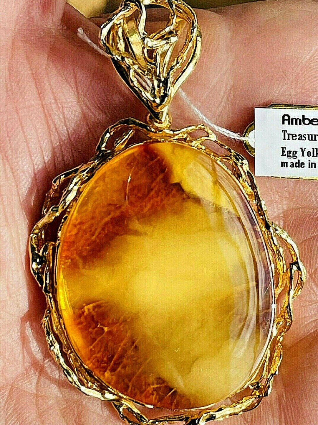 14K Gold Filled Genuine Vintage Baltic Amber Polish Butterscotch Egg ...