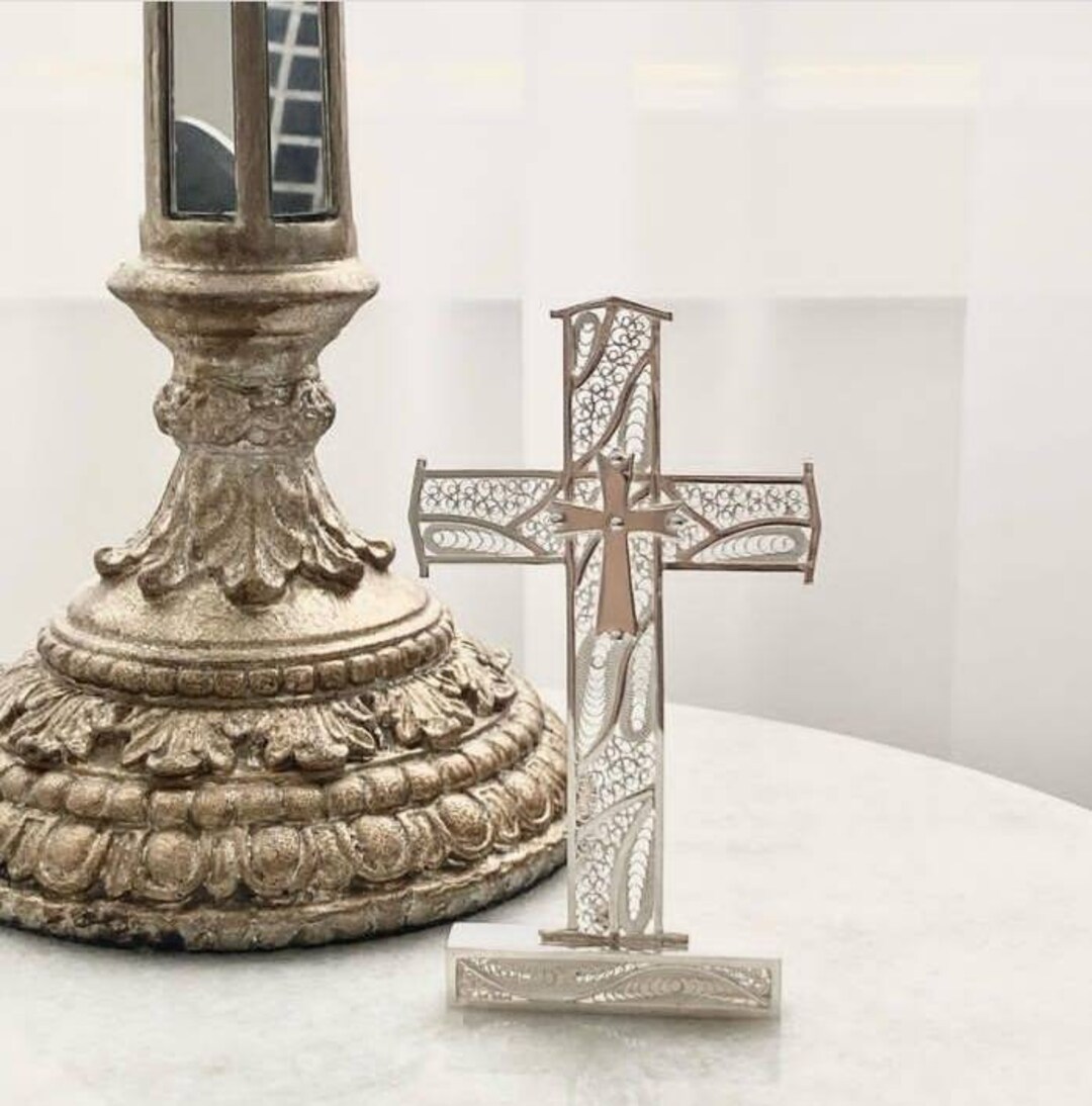 Standing Double Trinity Cross on Base. - Etsy
