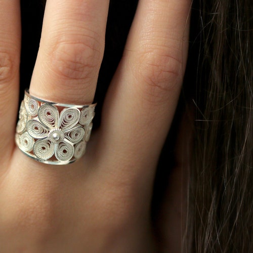Silver Filigree Ring - Etsy