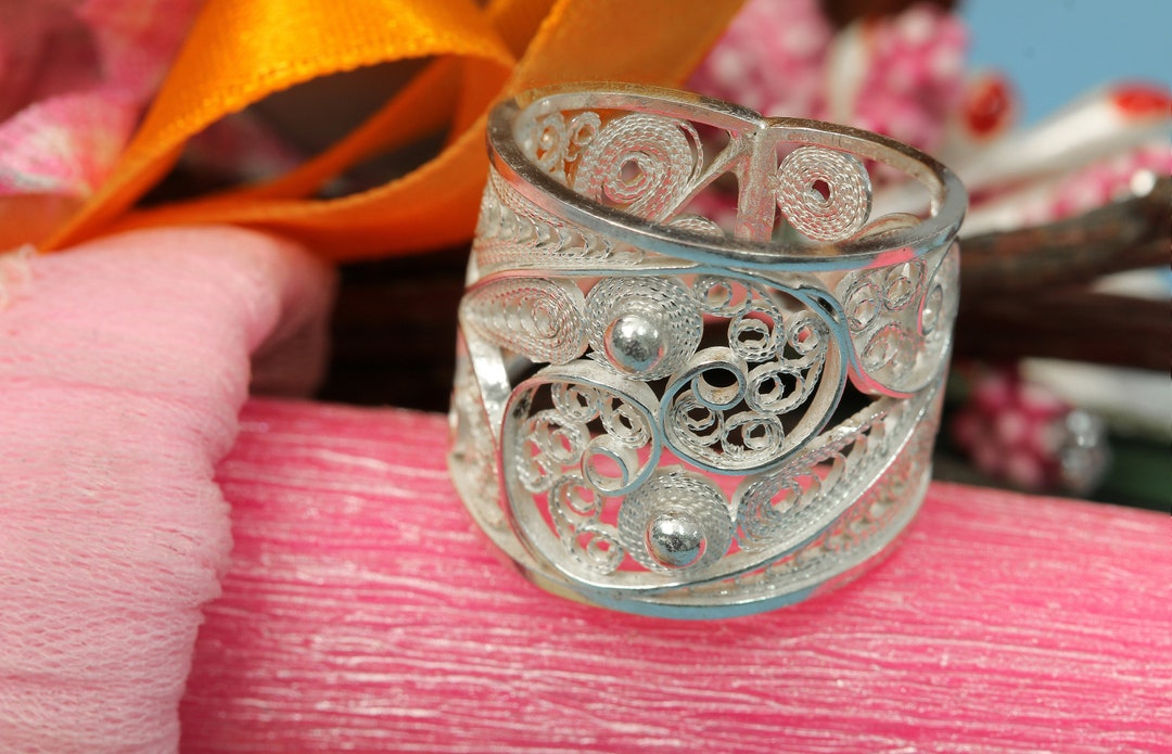 Silver Filigree Ring - Etsy
