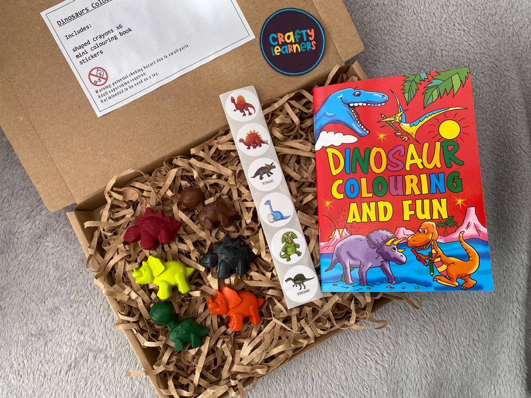 Dinosaur Colouring Set | Shaped Wax Crayons | Mini Colouring Book ...