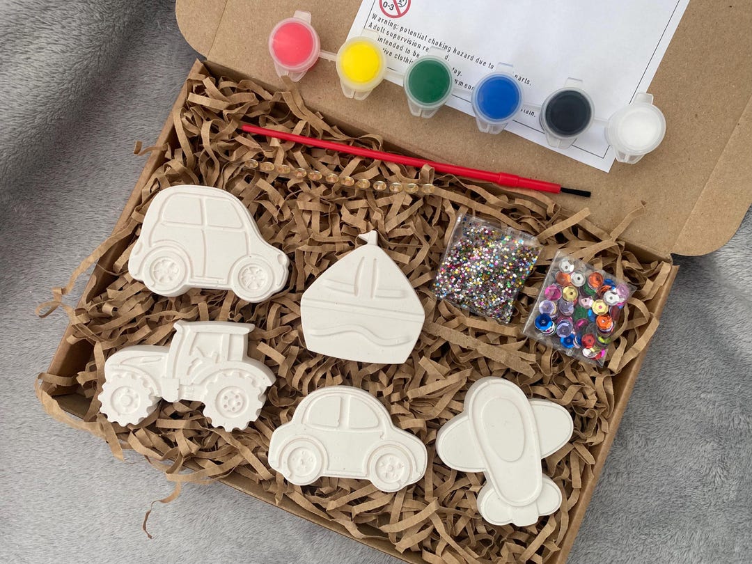 Paint Your Own Vehicles Craft Kit | Car, Boat, Plane | Craft Set for ...