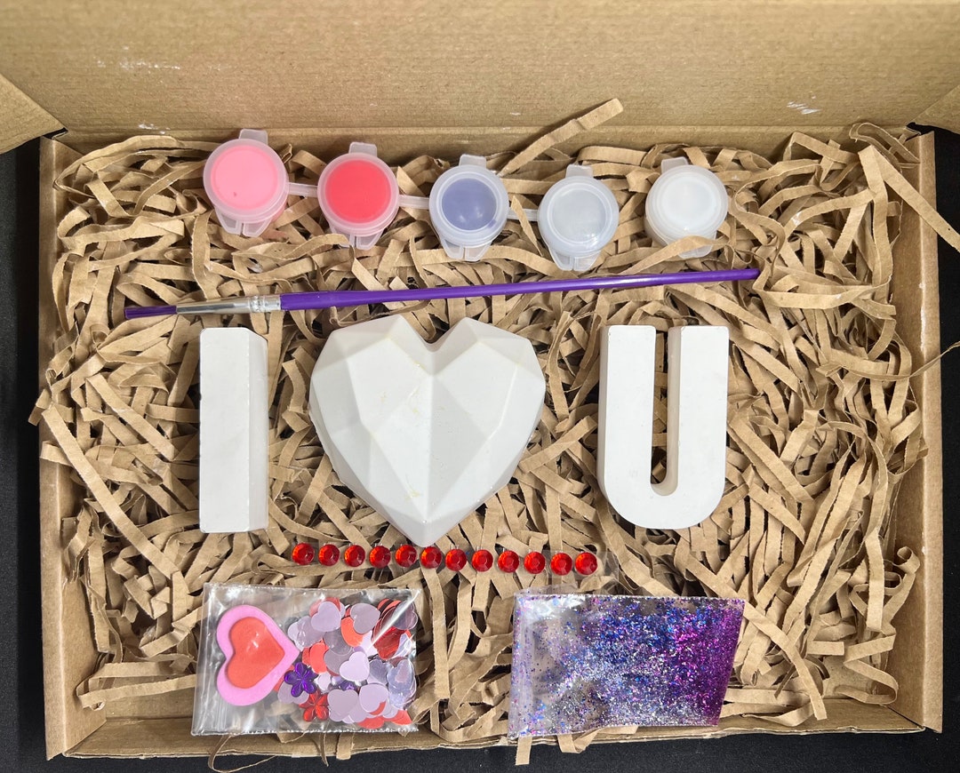 Paint Your Own Valentines Models, I LOVE U, Craft Kit, Gift, Ornament ...