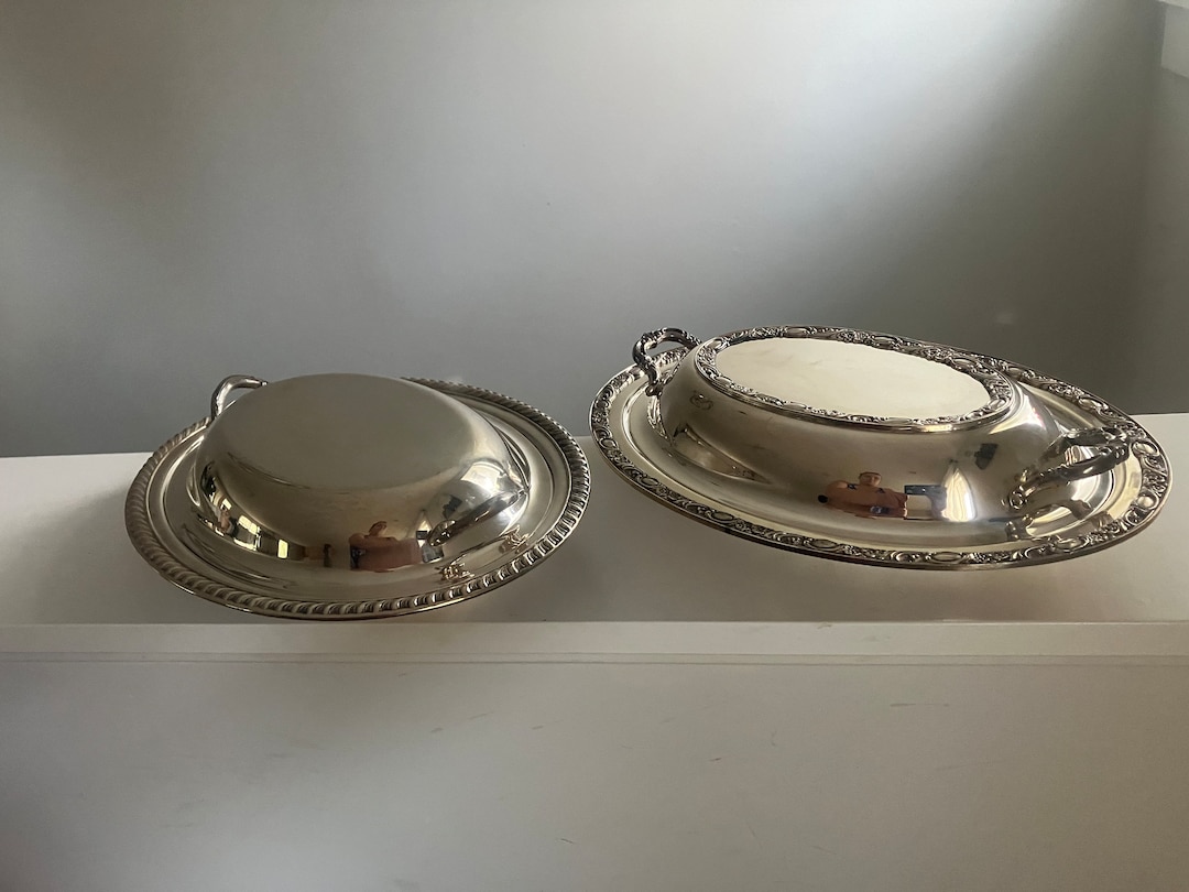 A Set of 2-silver Plated Serving Dishes-romantic Dinner-elegant Serving ...